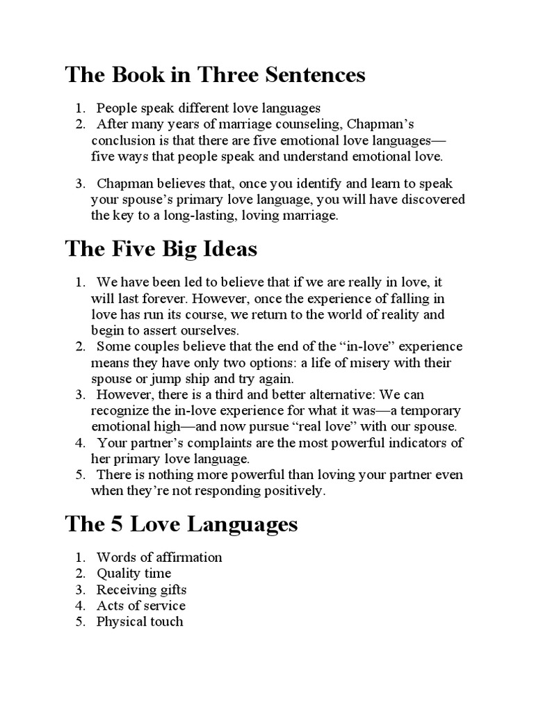 The Book in Three Sentences | PDF | Conversation | Love