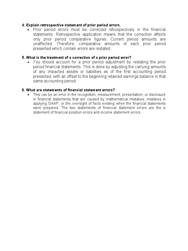 Explain Retrospective Statement of Prior Period Errors | PDF
