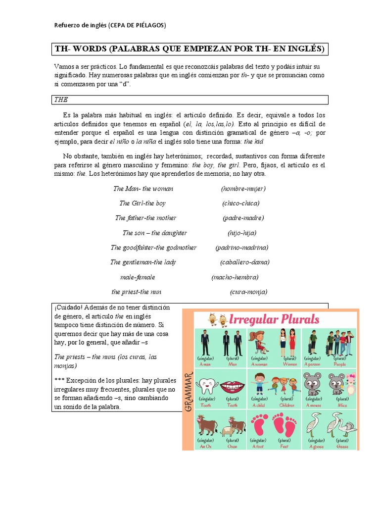 Th-Words (Palabras Que Empiezan Por TH - en Inglés) | PDF | Género ...