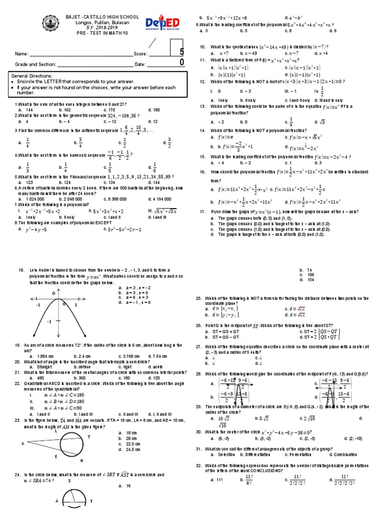 Encircle The LETTER That Corresponds To Your Answer.: I. Ii. - 3 Iii ...