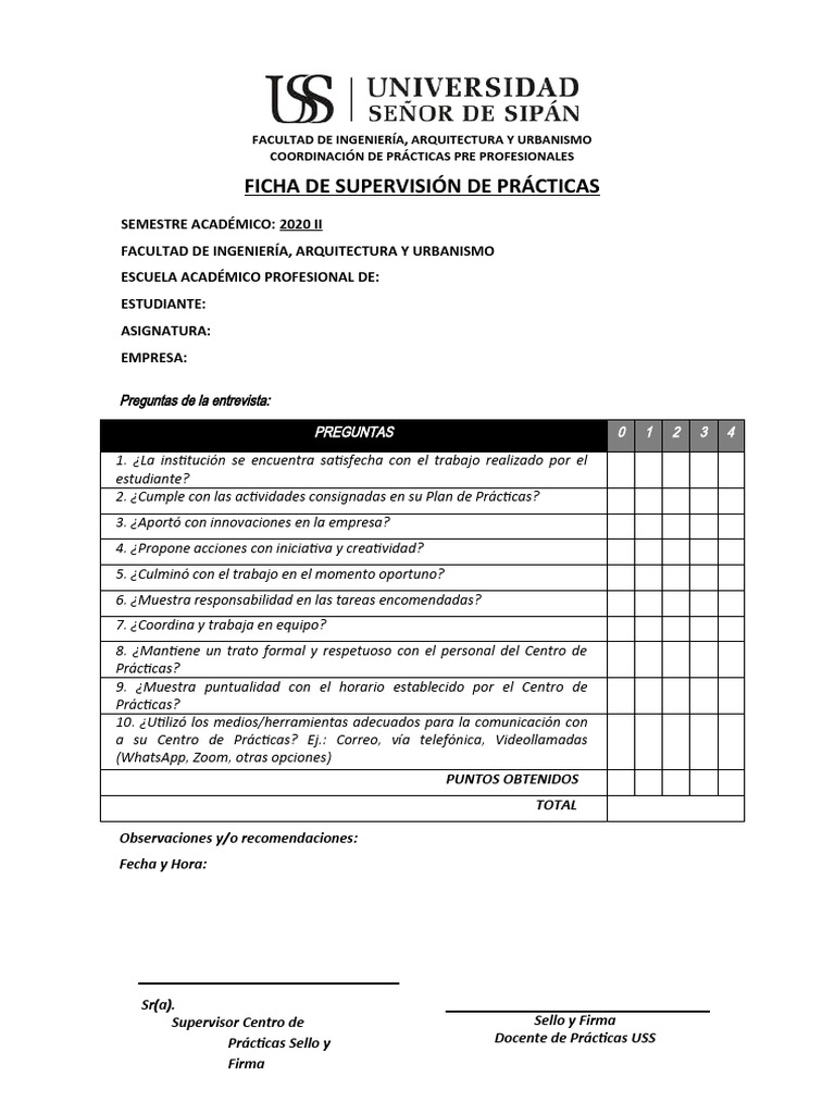 Formato de Ficha de Supervisión (No Presencial1) | PDF