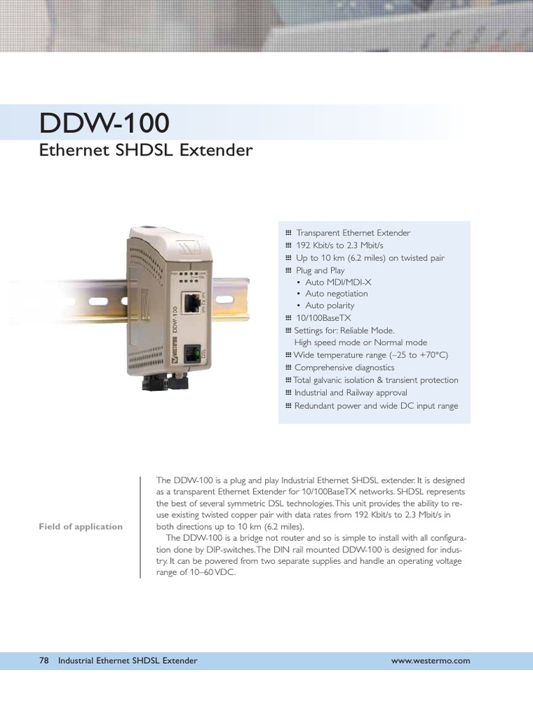 Ethernet SHDSL Extender: Field of Application | PDF