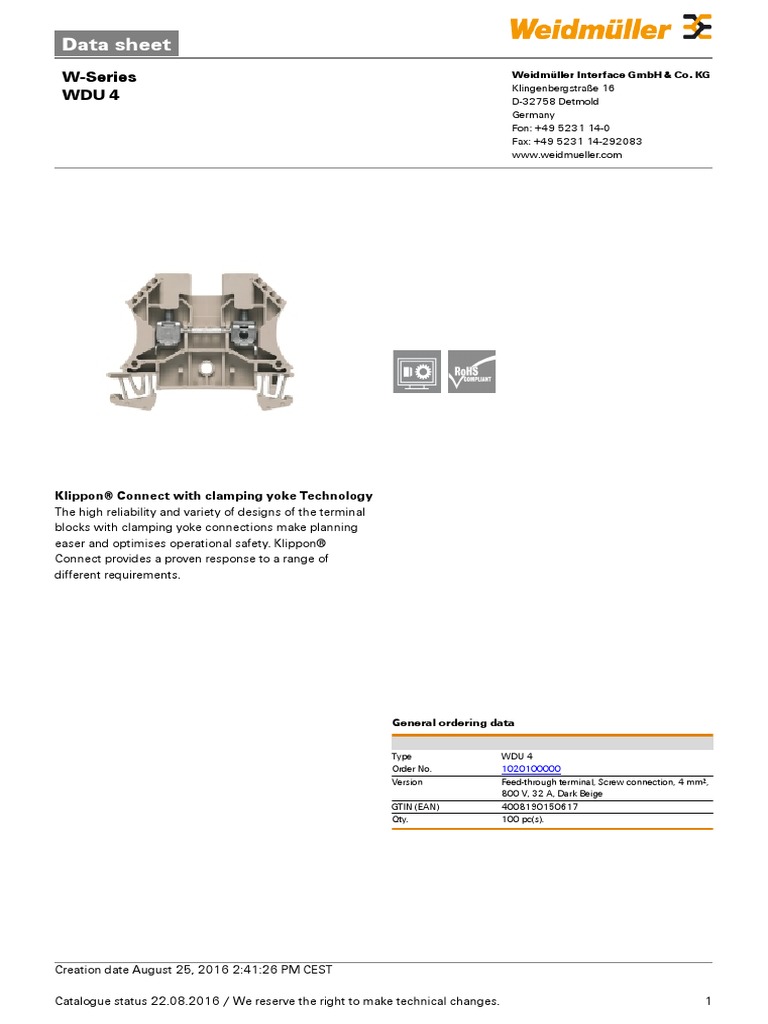 Data Sheet: W-Series Wdu 4 | PDF