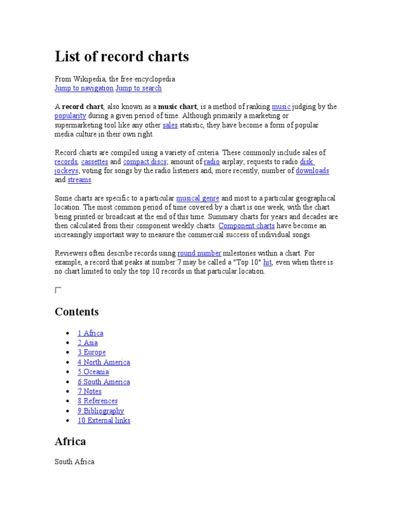 List of Record Charts | PDF | Recorded Music | Entertainment