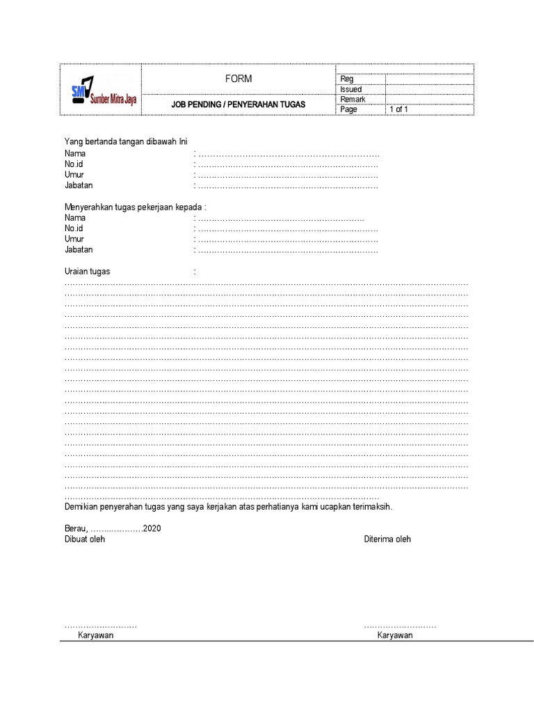 Form Job Pending | PDF