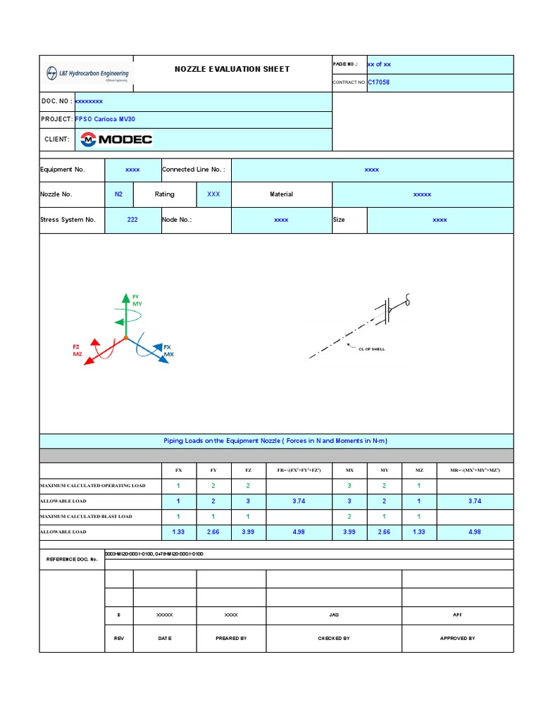 NOZZLE EVALUATION SHEET