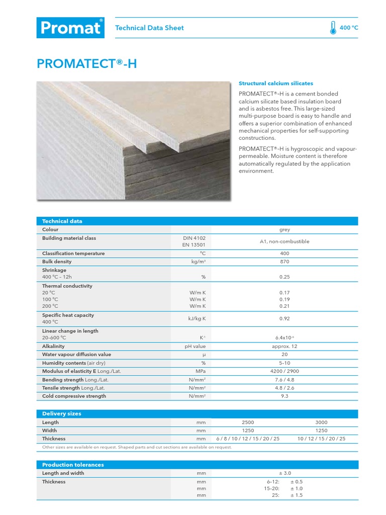 Promatect®-H - Technical Data Sheet - English | PDF | Humidity ...