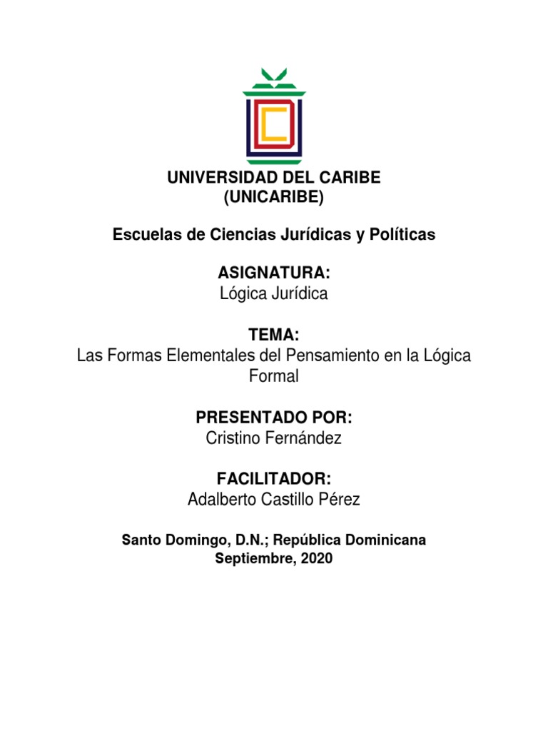 Las Formas Elementales Del Pensamiento en La Lógica Formal | PDF ...
