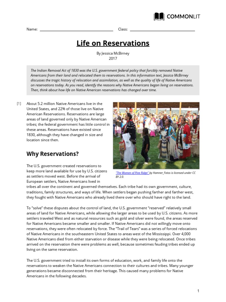 Life On Reservations-Teacher PDF | PDF | Indian Reservation | Native ...