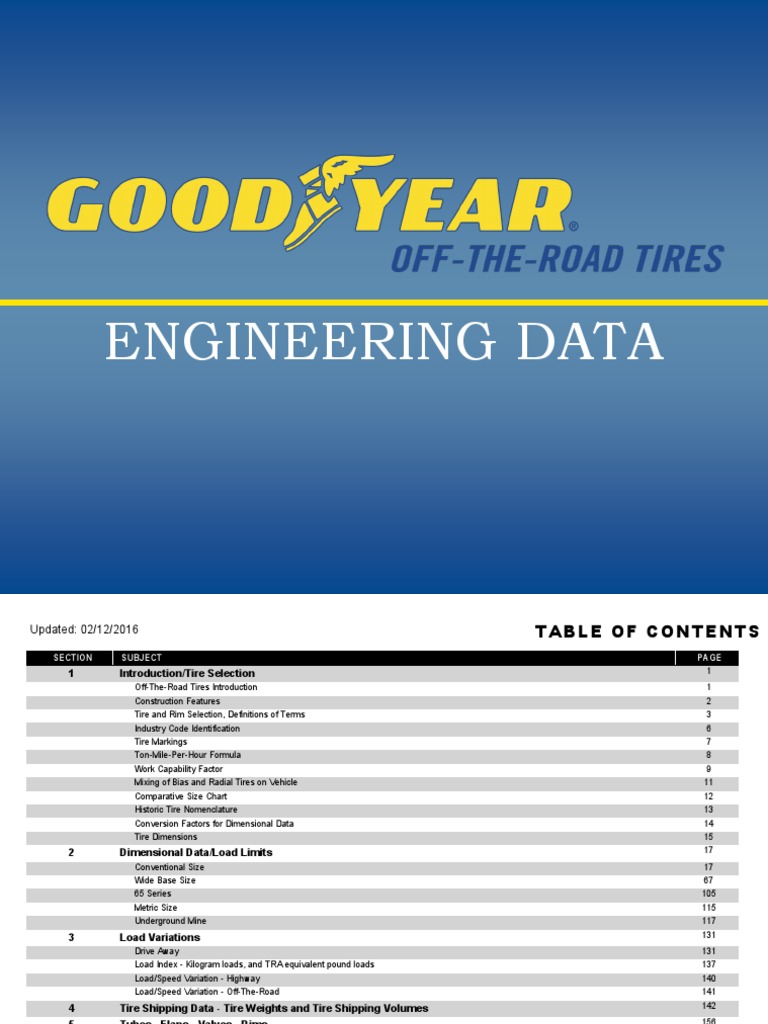 Goodyear OTR Databook 3 | Download Free PDF | Tire | Manufactured Goods