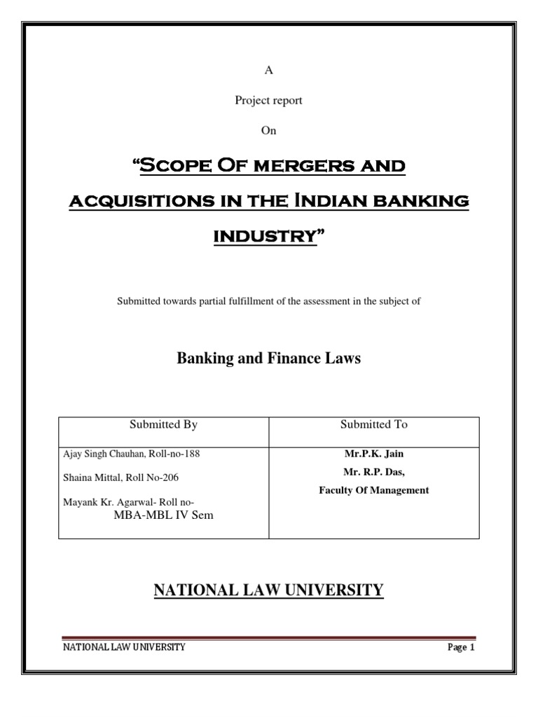 Scope of Mergers in Banking Industry | PDF | Mergers And Acquisitions ...