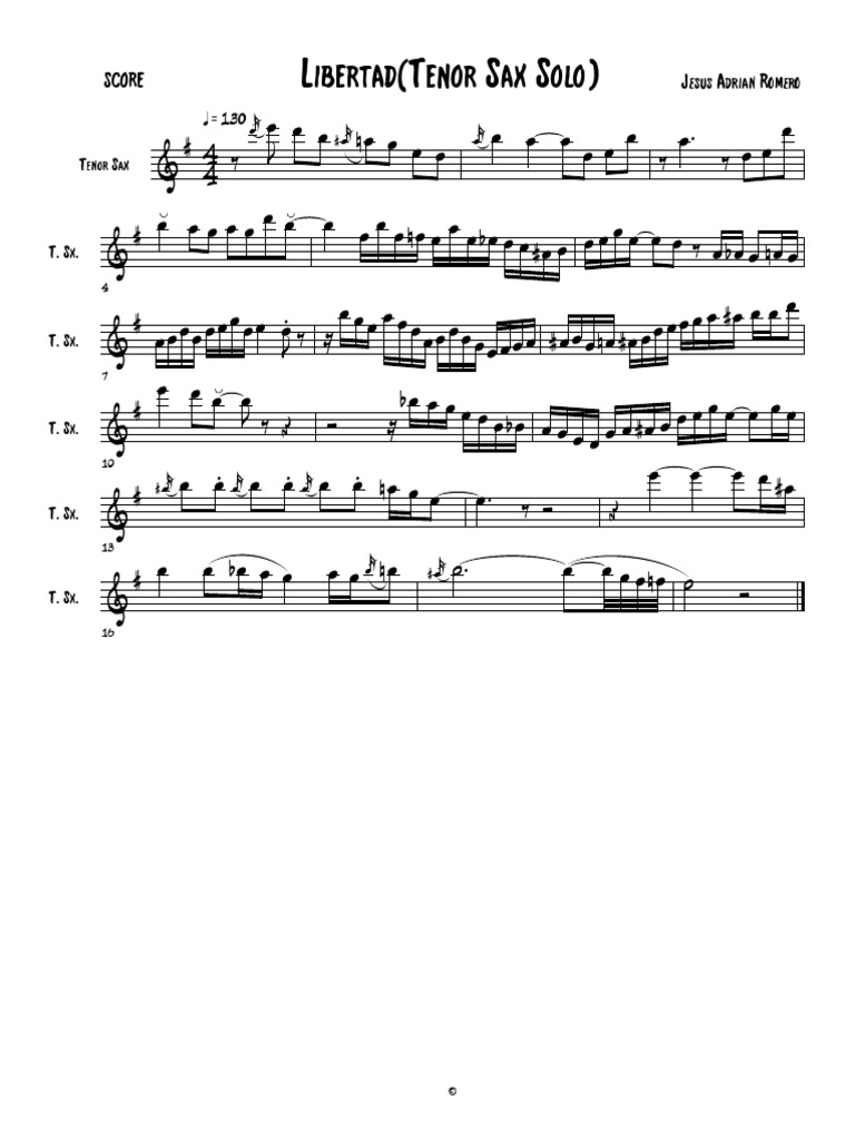 Libertad Tenor Sax Solo - SCORE | PDF