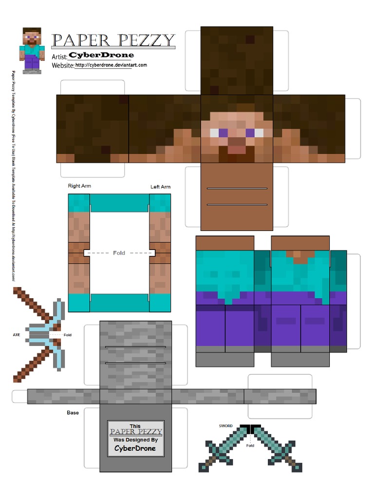 Steve Minecraft Paper Toy Paper Craft | PDF