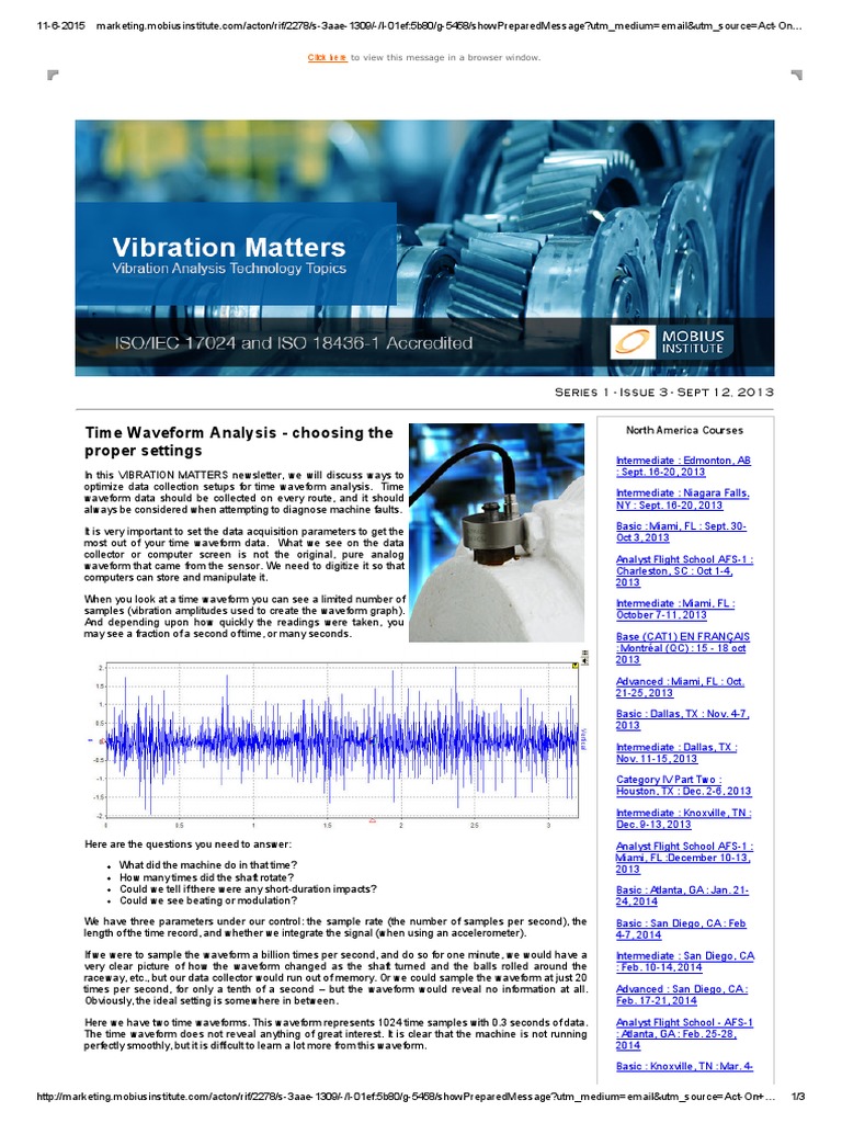 Time Waveform Analysis Choosing Proper Settings Pdf Sampling Signal Processing Iso 9000