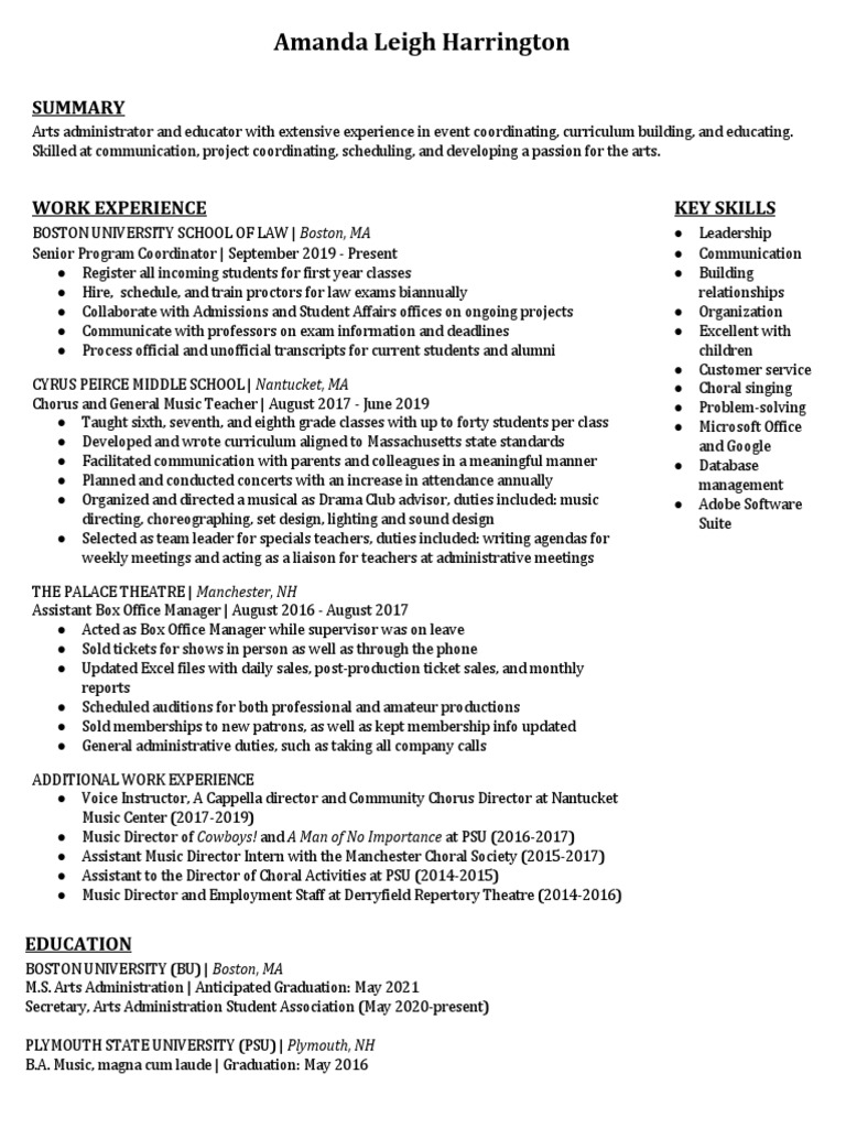 Website Resume | PDF | Choir | Teachers