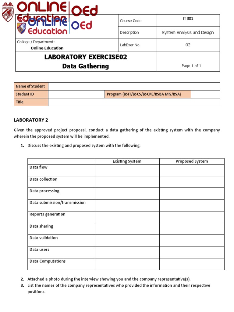 Data Gathering for System Analysis Lab | PDF