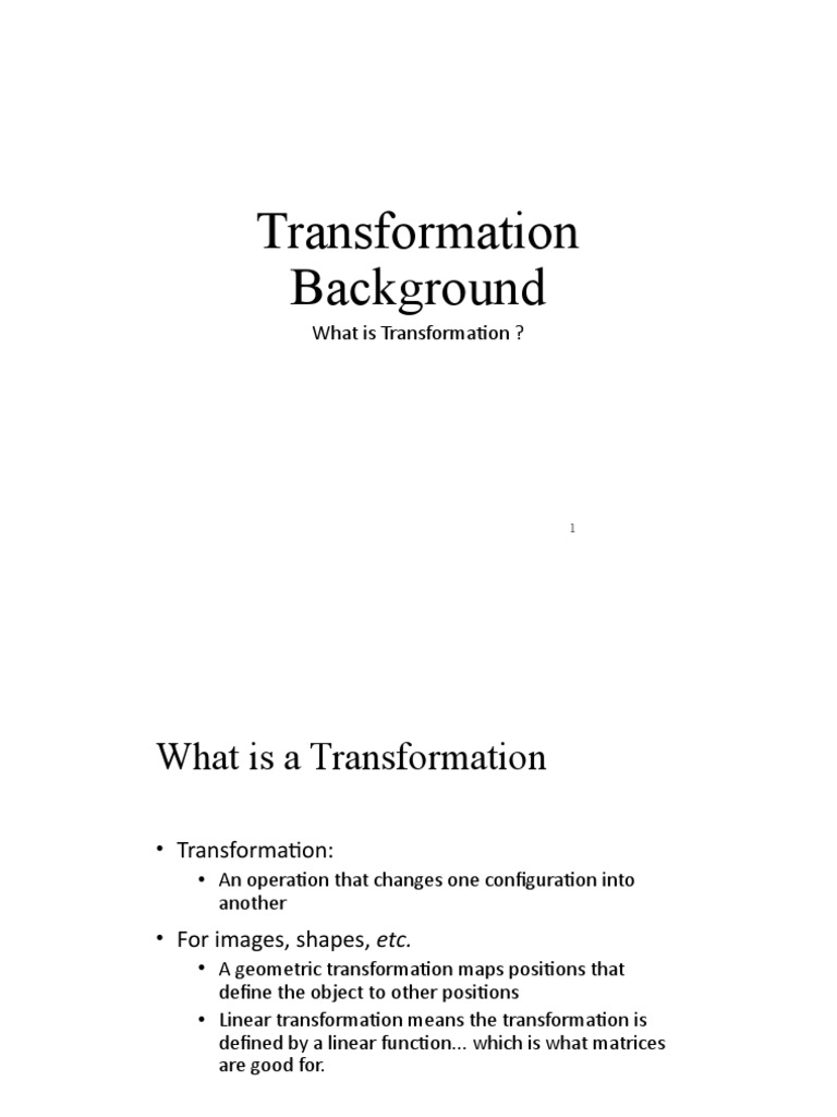 Geometric Transformations Guide | PDF | Euclidean Space | Linear Map