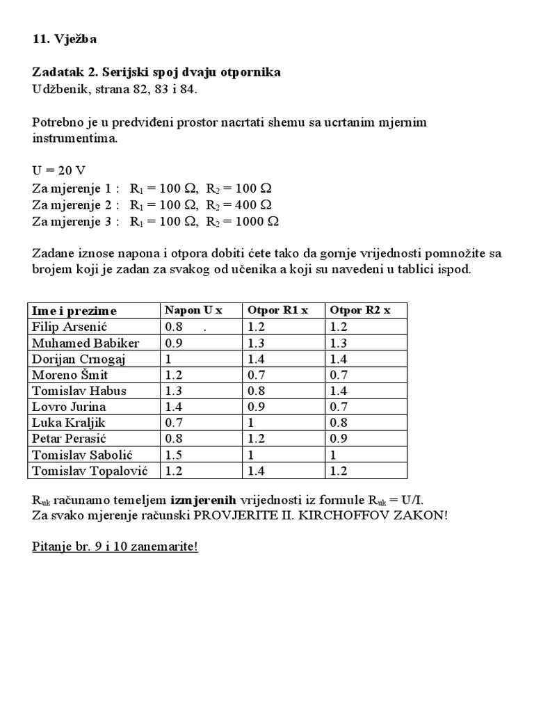 LV - Serijski Spoj Otpornika I. Dio | PDF