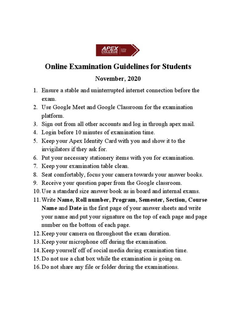 Online Examination Guidelines 2020 | PDF | Career & Growth | Computers
