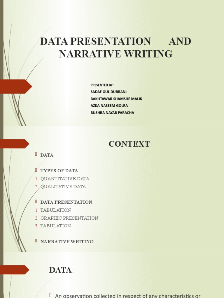Data Presentation and Narrative Writing | PDF | Narrative | Qualitative ...