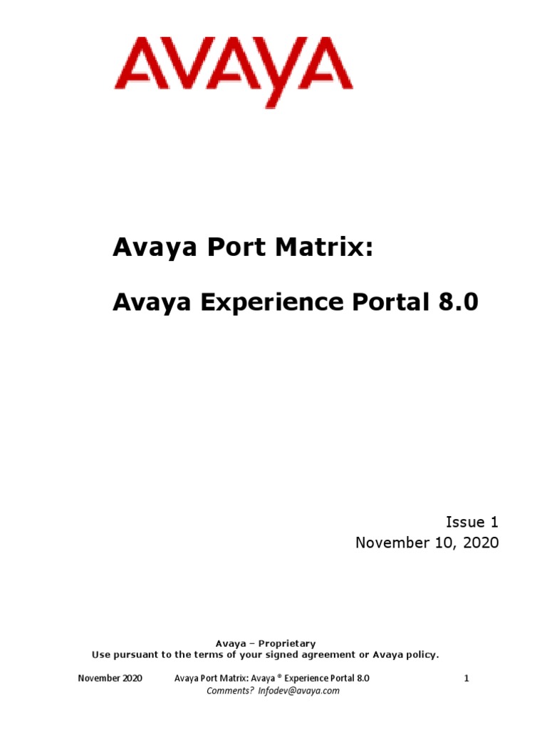 Avaya Port Matrix | PDF | Port (Computer Networking) | Firewall (Computing)