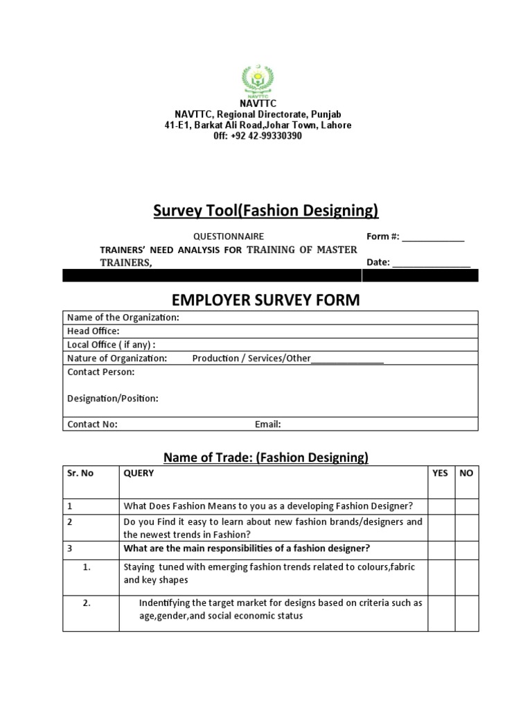 TNA Tool For Training of Master Trainers (TOT) | PDF | Fashion | Communication