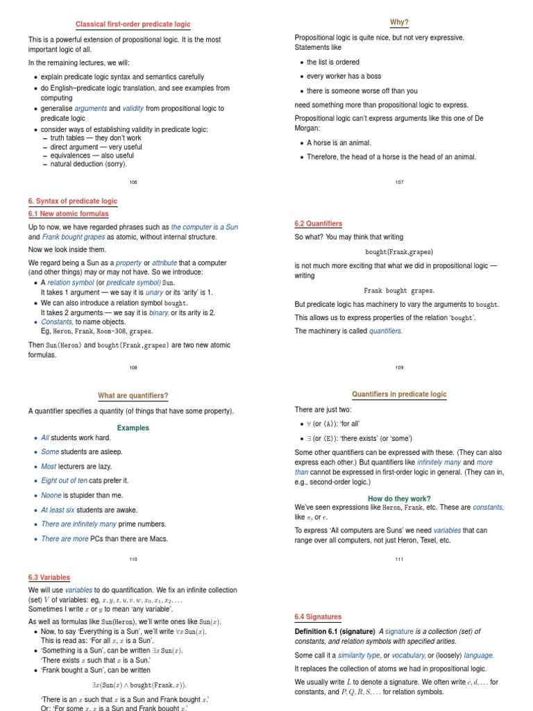 Classical First Order Predicate Logic Arguments Validity Pdf First Order Logic Logic