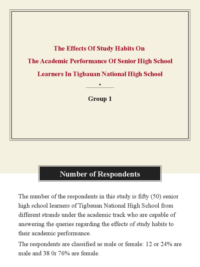 The Effects of Study Habits On The Academic Performance of Senior High ...