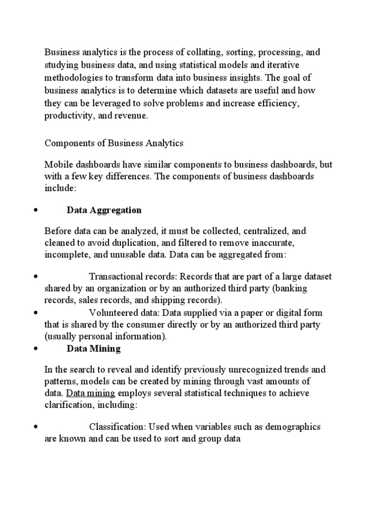 Components Of Data Analytics PDF Analytics Data