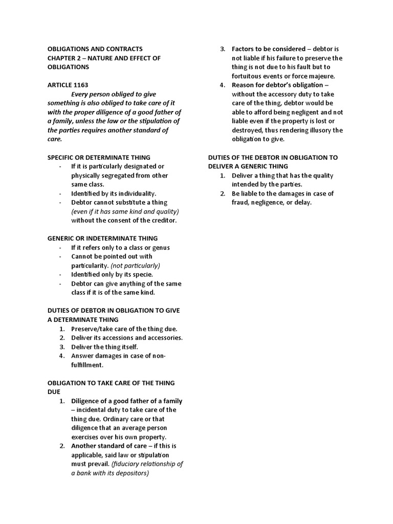 OBLICON REVIEWER Article 1163 | PDF | Negligence | Standard Of Care