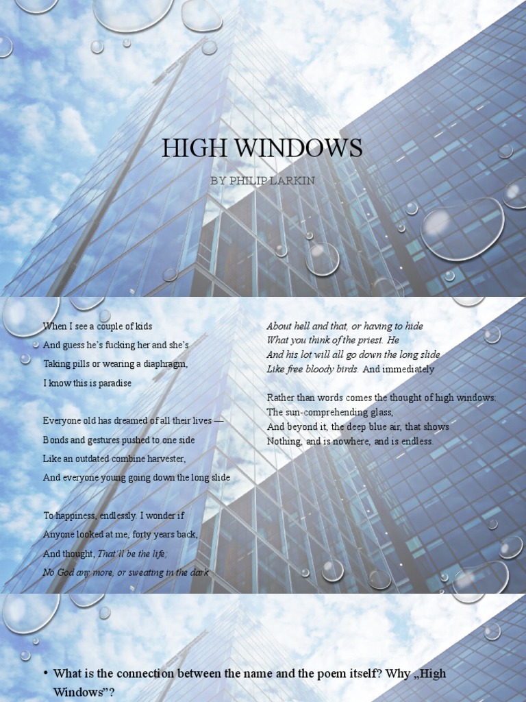 High Windows by Larkin. Close Reading and Analysis of The Poem. | PDF