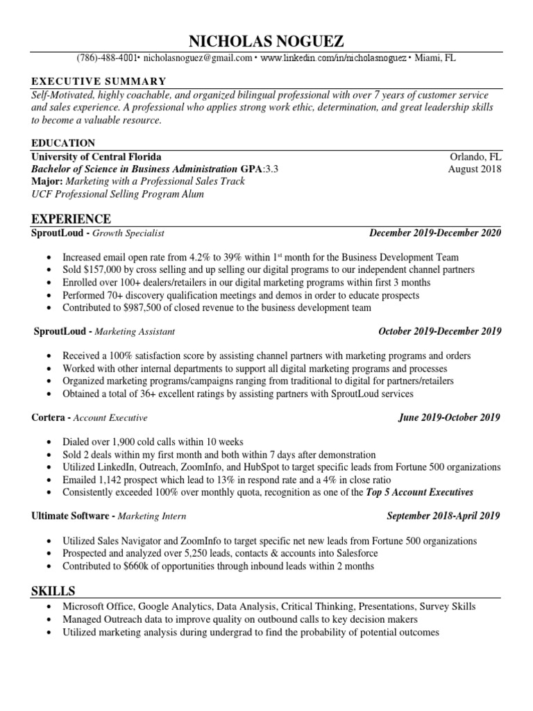 Noguez Nicholas Resume 2020 | PDF | Sales | Digital Marketing