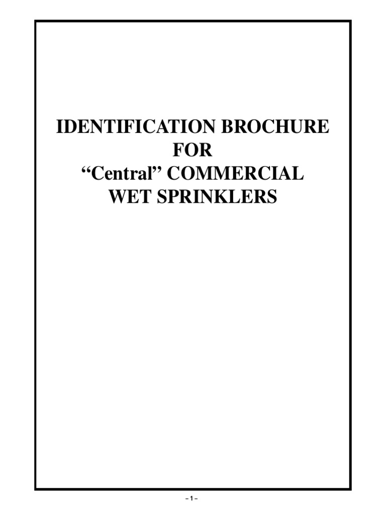 Identification Brochure FOR "Central" COMMERCIAL Wet Sprinklers | PDF ...