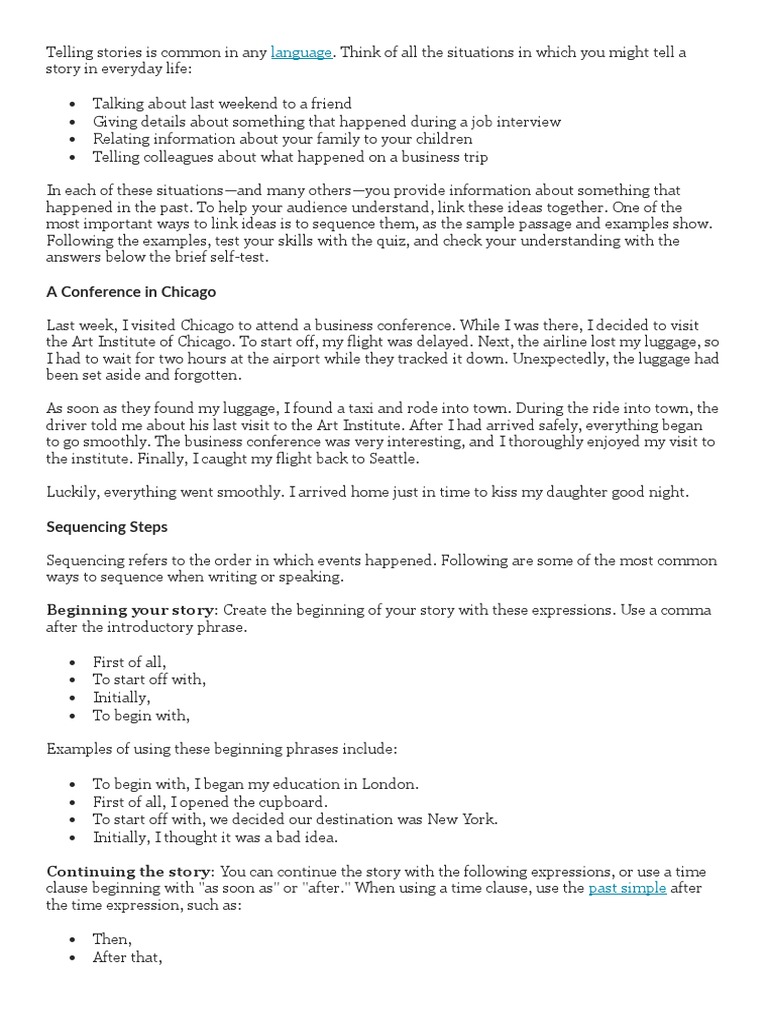 A Conference in Chicago: Language | PDF | Sentence (Linguistics) | Verb