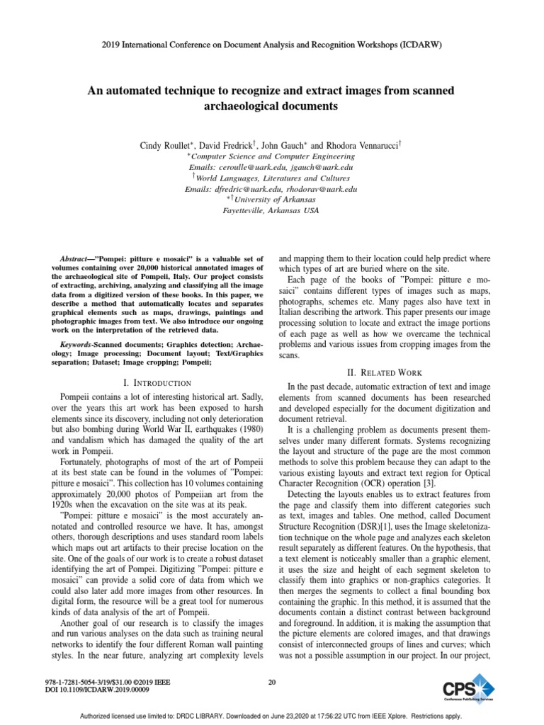 An Automated Technique To Recognize And Extract Images From Scanned Archaeological Documents