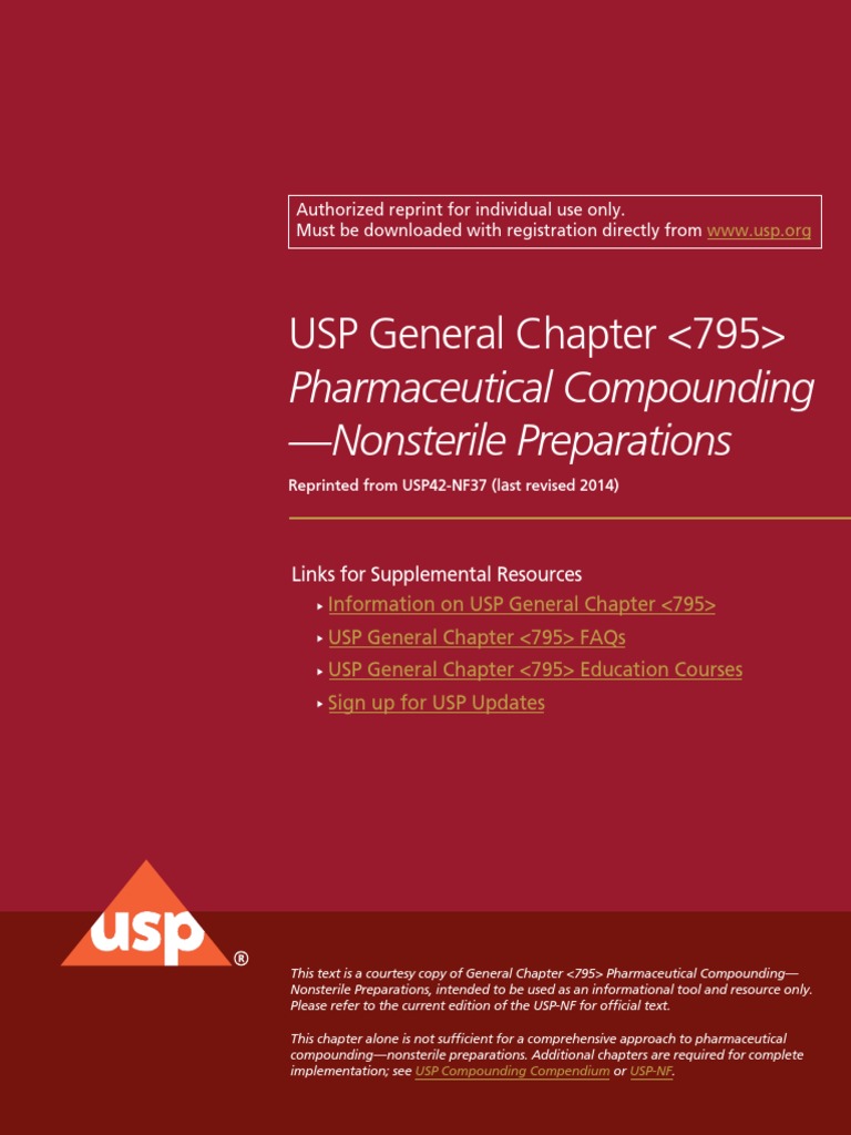 USP General Chapter : Pharmaceutical Compounding - Nonsterile ...
