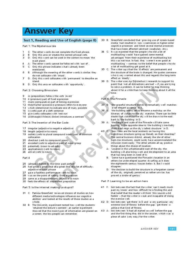 Answer Key for English Test 1 | PDF | Verb | Adjective