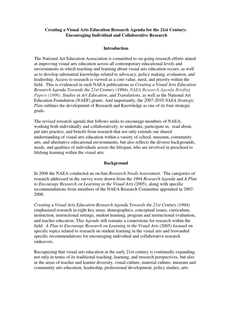 Creating A Visual Arts Education Research Agenda For The 21st Century ...