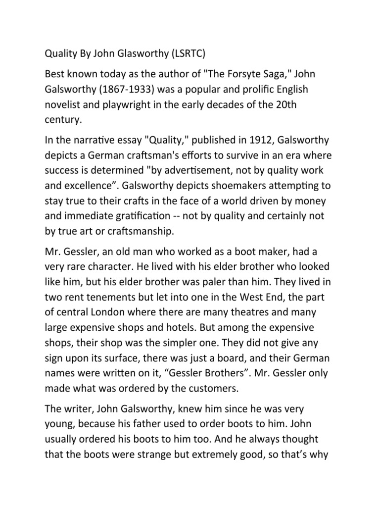 Quality by John | PDF | John Galsworthy