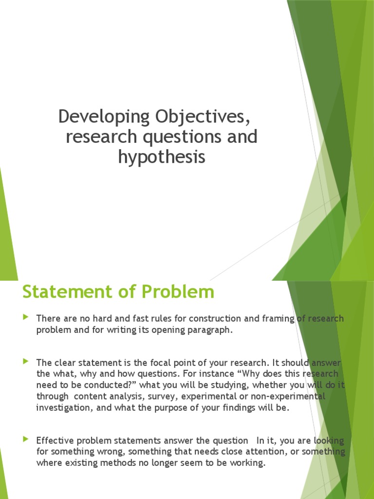 Developing Objective and Reserch Question | Download Free PDF ...