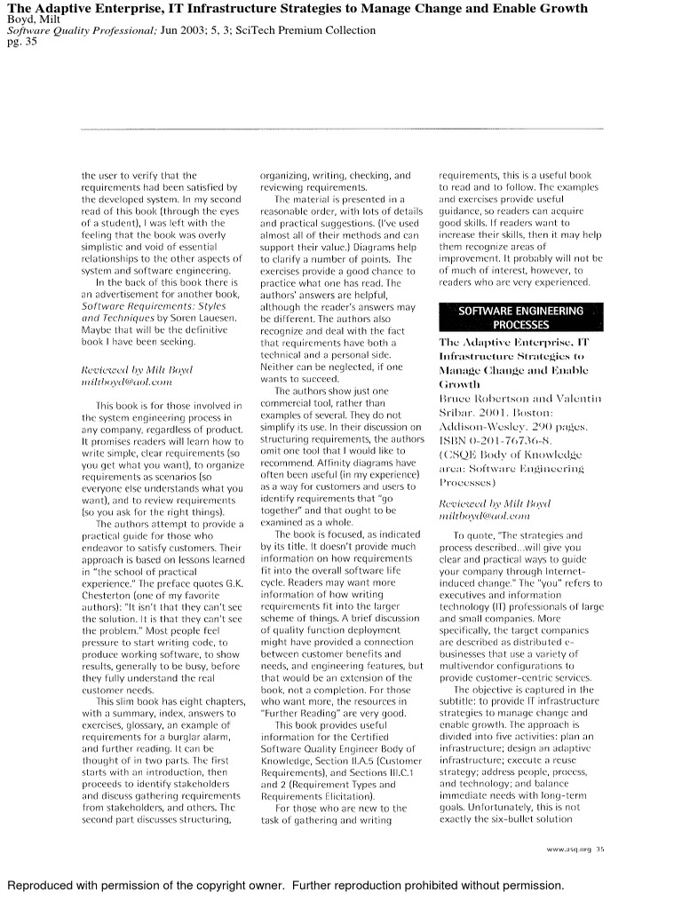 Software Quality Professional Jun 2003 5, 3 Scitech Premium Collection | PDF