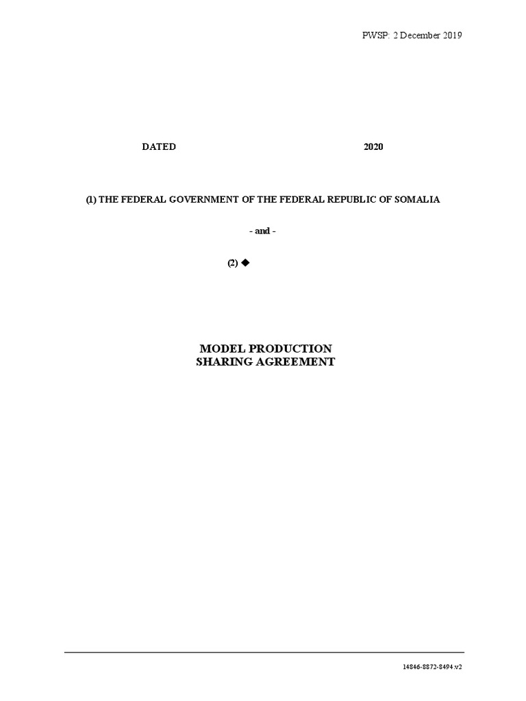 Model Production Sharing Agreement - 2020 | PDF | Petroleum Reservoir ...