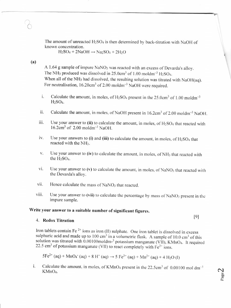 Titration Calculations 2 PDF | PDF | Titration | Chemistry