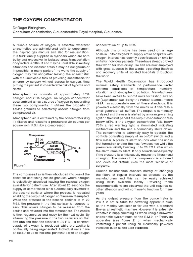 The Oxygen Concentrator: DR Roger Eltringham, Consultant Anaesthetist ...
