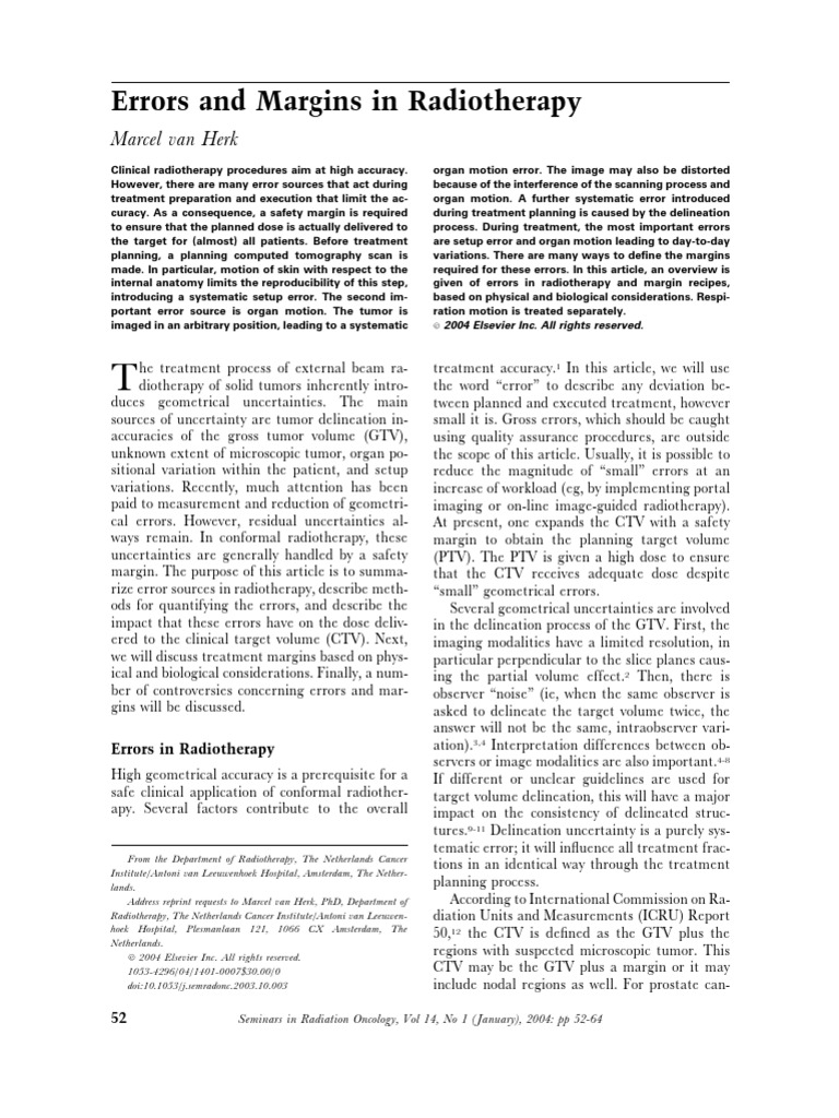 Errors and Margins in Radiotherapy | PDF | Radiation Therapy | Ct Scan