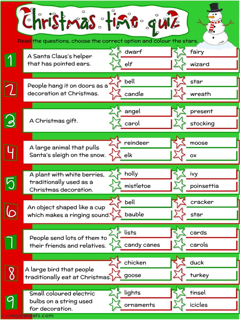 Read The Questions, Choose The Correct Option and Colour The Stars | PDF
