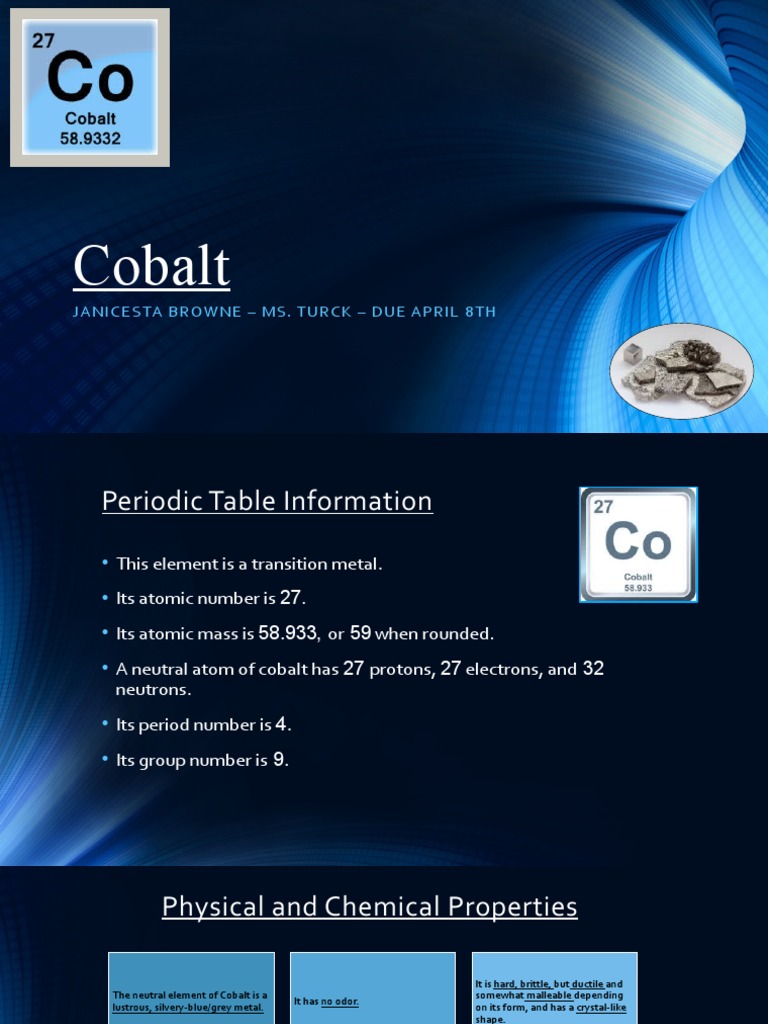 Cobalt: Properties, Uses, and Hazards | PDF | Cobalt | Chemical Elements