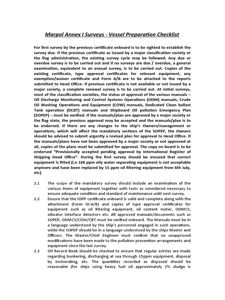IOPP FORM B - Vessel Preparation Checklist | PDF | Oil Tanker | Valve