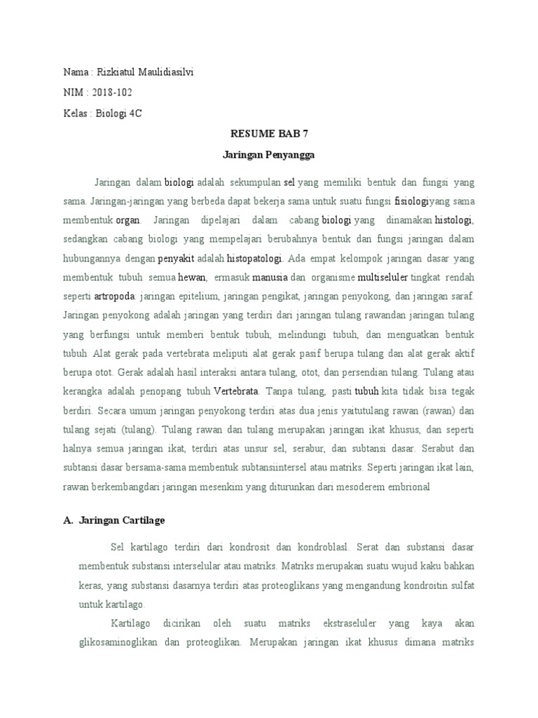 Resume 7 (Jaringan Penyangga) | PDF