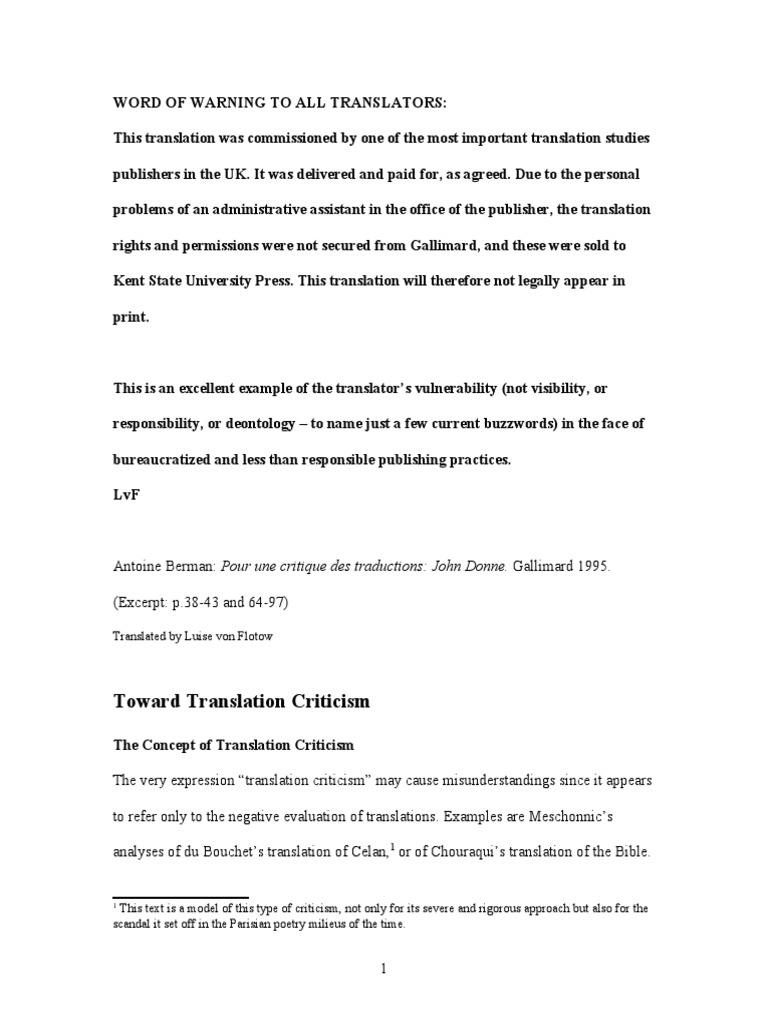 Translation Criticism and Vulnerability | PDF | Translations | Criticism